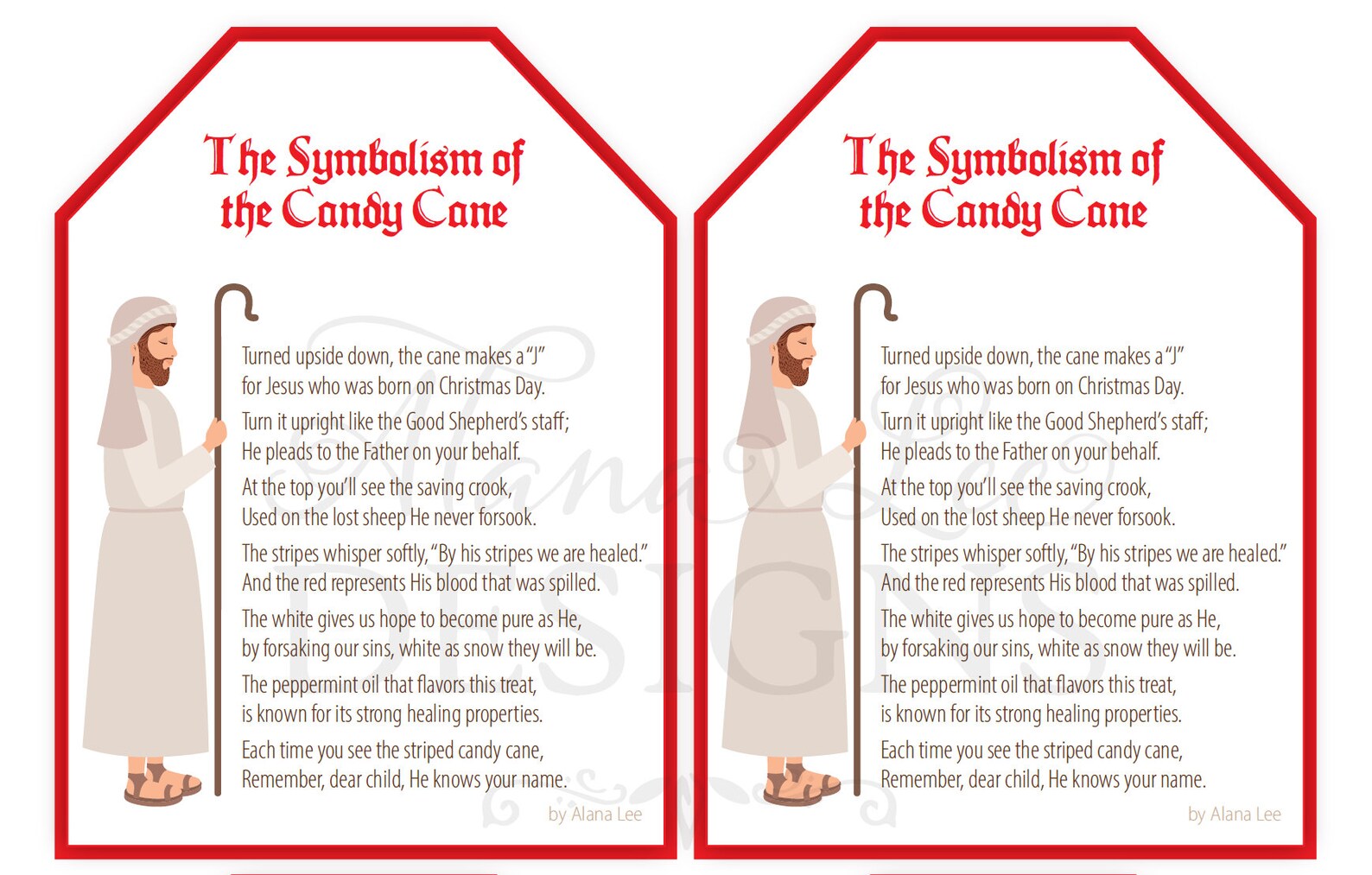 Symbolism of the Candy Cane Poem ~ Gift Tags & Bookmarks ~ Christmas ...