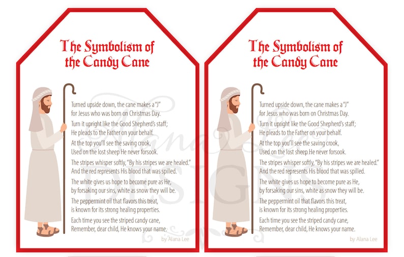 Symbolism of the Candy Cane Poem ~ Gift Tags & Bookmarks ~ Christmas ...