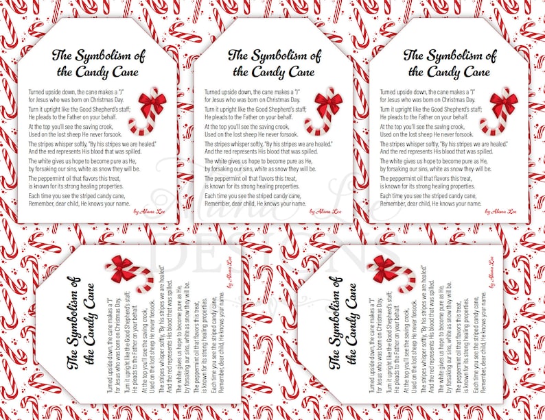Symbolism of the Candy Cane Poem ~ Gift Tags & Bookmarks ~ Christmas ...