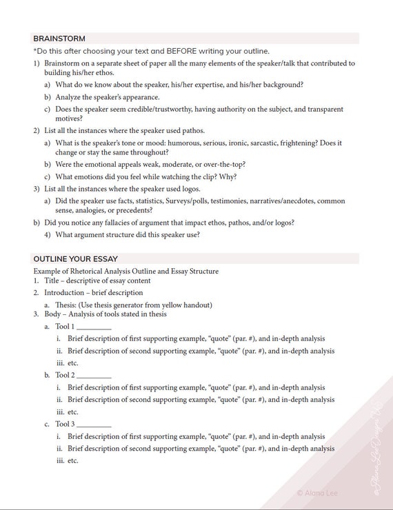 Rhetorical Essay Template Sample Rhetorical Analysis Essay Video