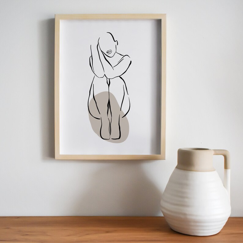 Female Line Art Woman Line Art Decor Printable Wall Art - Etsy