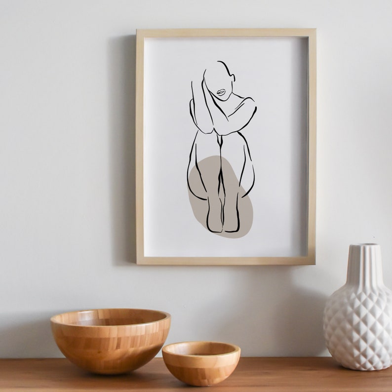 Female Line Art Woman Line Art Decor Printable Wall Art Minimalistic ...
