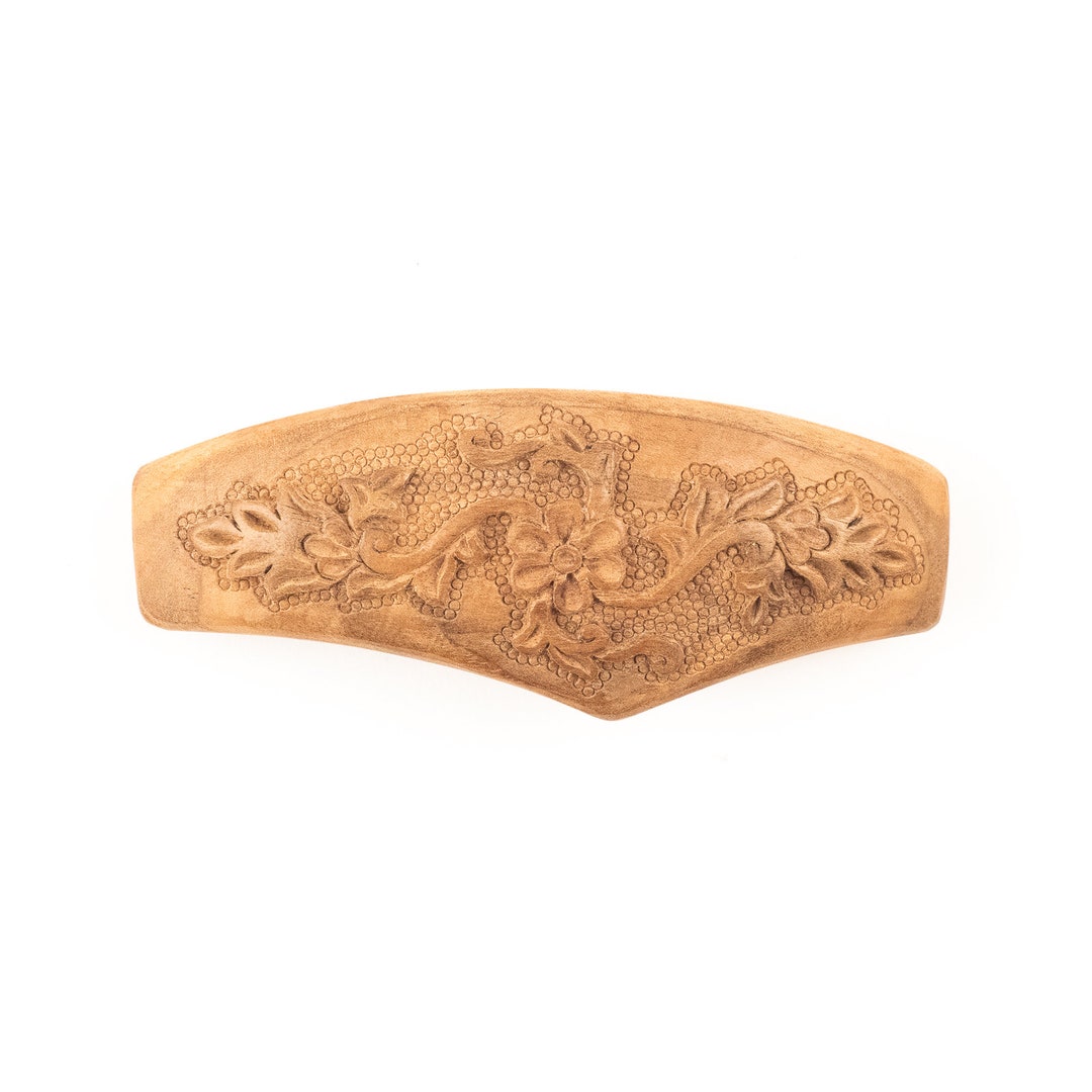 Hand Carved Ornamental Wooden Barrettes, Clip-walnut & Apricot - Etsy