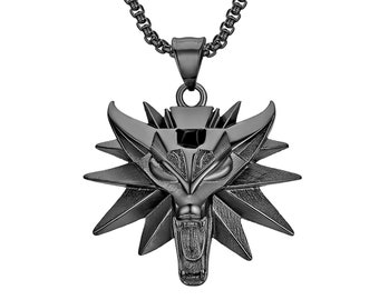The Witcher Pendant Sterling Silver 925 Wild Hunt III Necklace Wolf ...