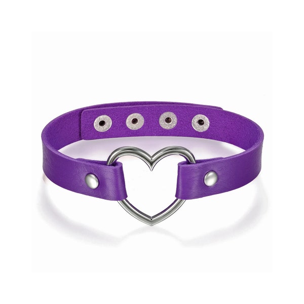 Leather Heart Choker - Etsy