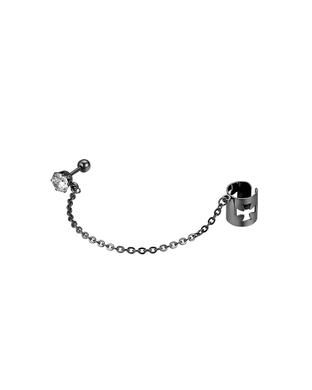 Stud and Chain Ear Cuff Cartilage to Lobe Chain Earrings CZ - Etsy