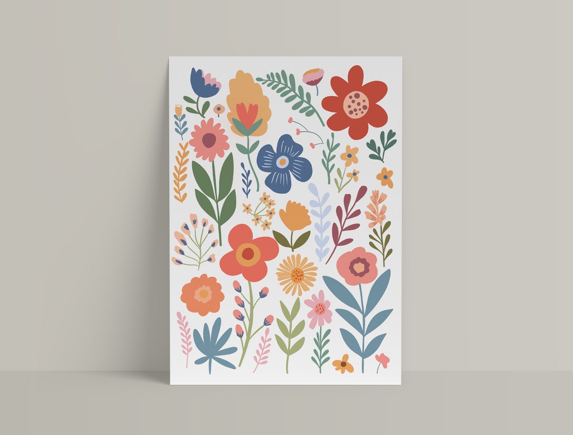 Abstract Flowers Illustration Print A3/A4 Illustration - Etsy