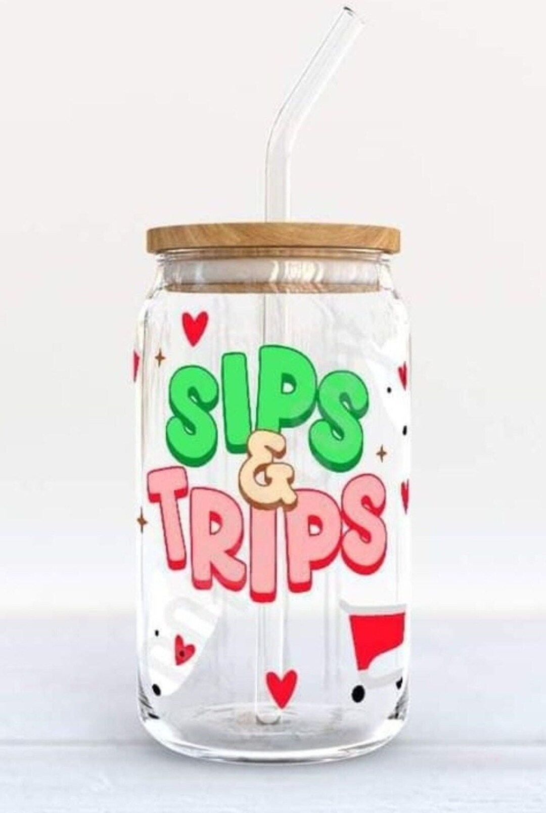 Sips and Trips Cup Starbucks Cup Glass Can Cup Iced Coffee - Etsy