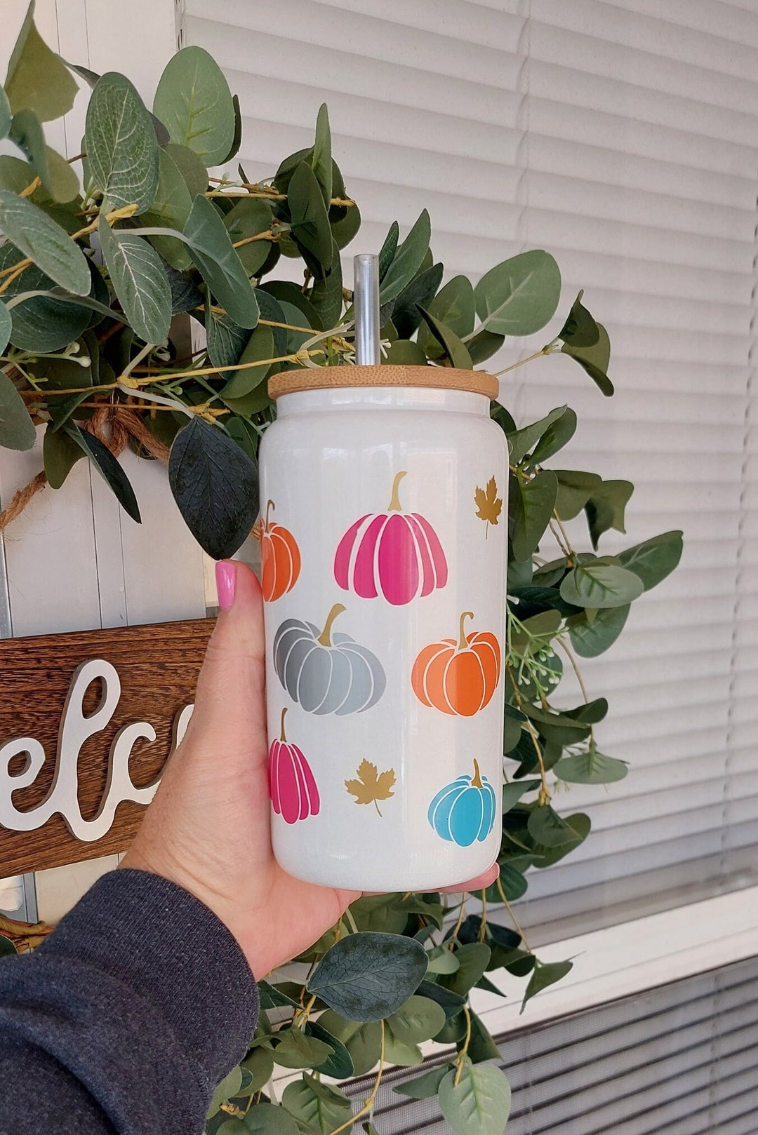 Retro Pumpkin Glass Cup Retro Fall Cup Fall Ice Coffee Cup - Etsy