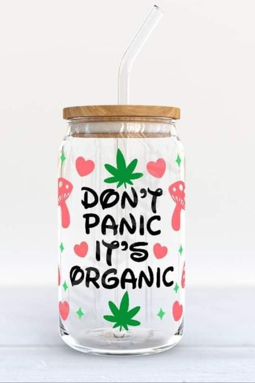 Don't Panic It's Organic, Weed Tumbler, Beer Can Glass With Lid and ...