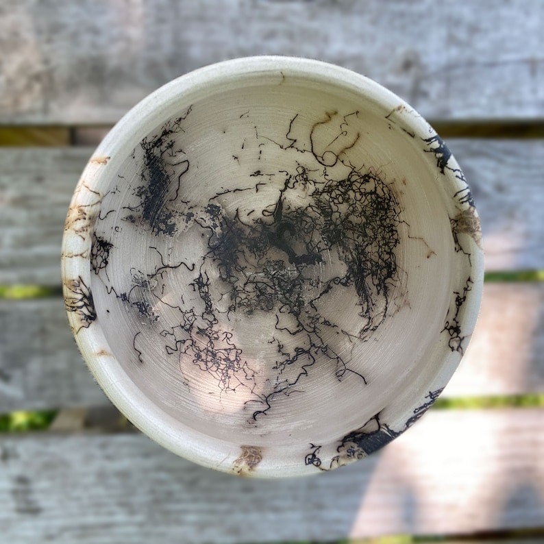 Horsehair & Feather Raku Large Bowl - Etsy