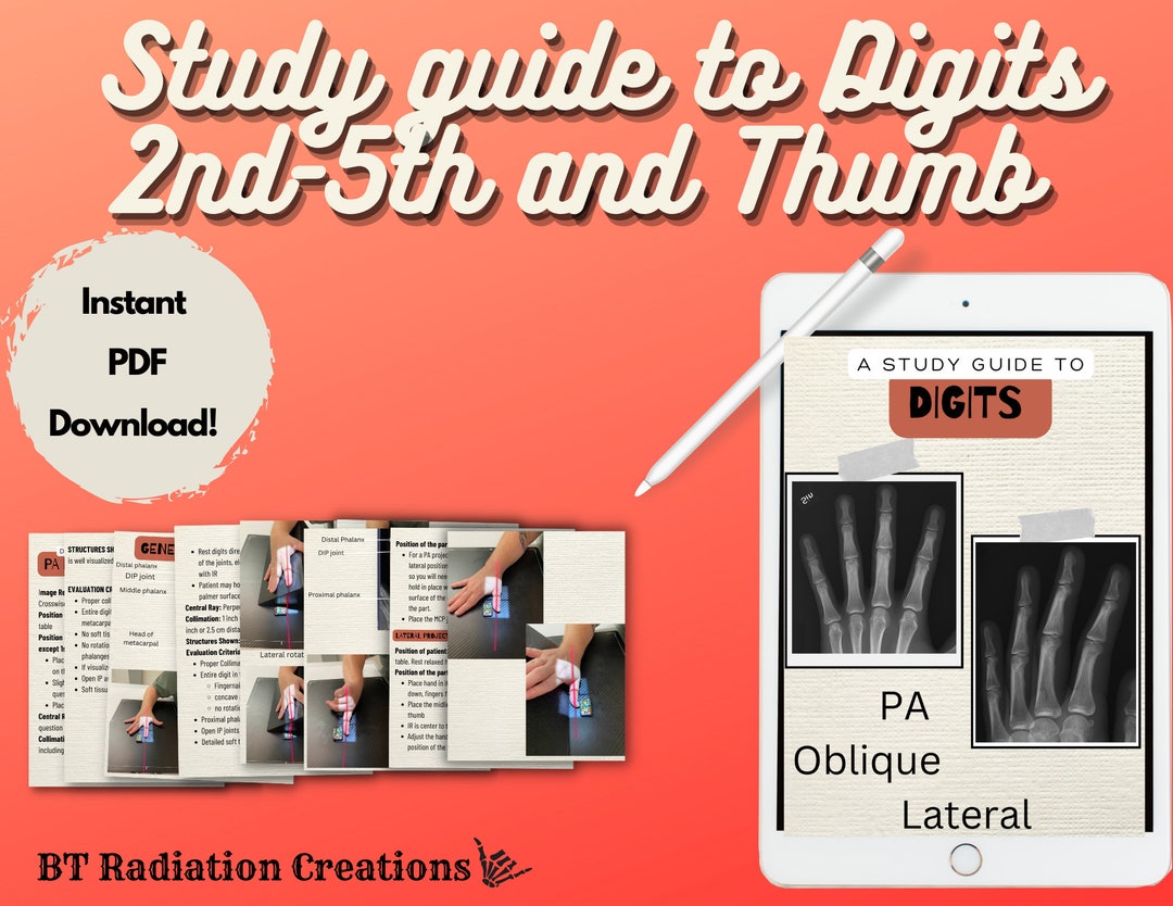 Study Guide, Digits X-ray, Finger X-ray, Positioning and Procedures ...