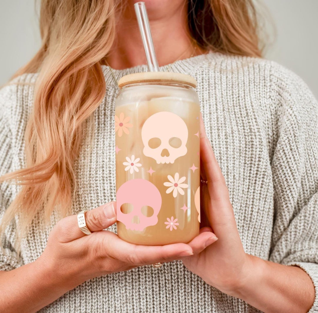 X-ray Glass Tumbler With Straw and Lid, Cute Cup Beer Can Iced Coffee ...