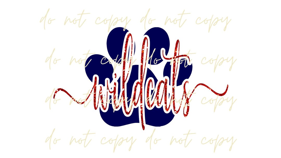 Glitter Red and Navy Paw Wildcats PNG - Etsy