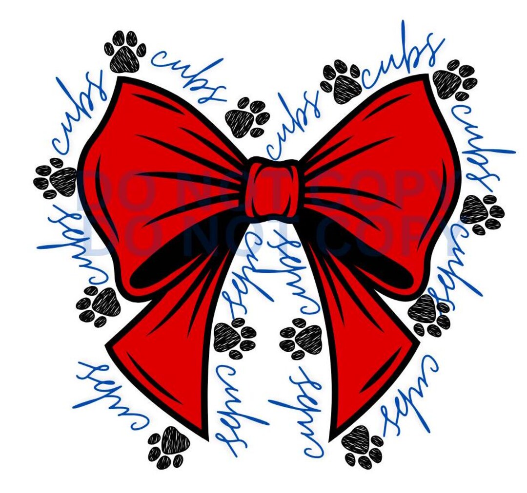 Cubs Bow PNG, Paw Print - Etsy