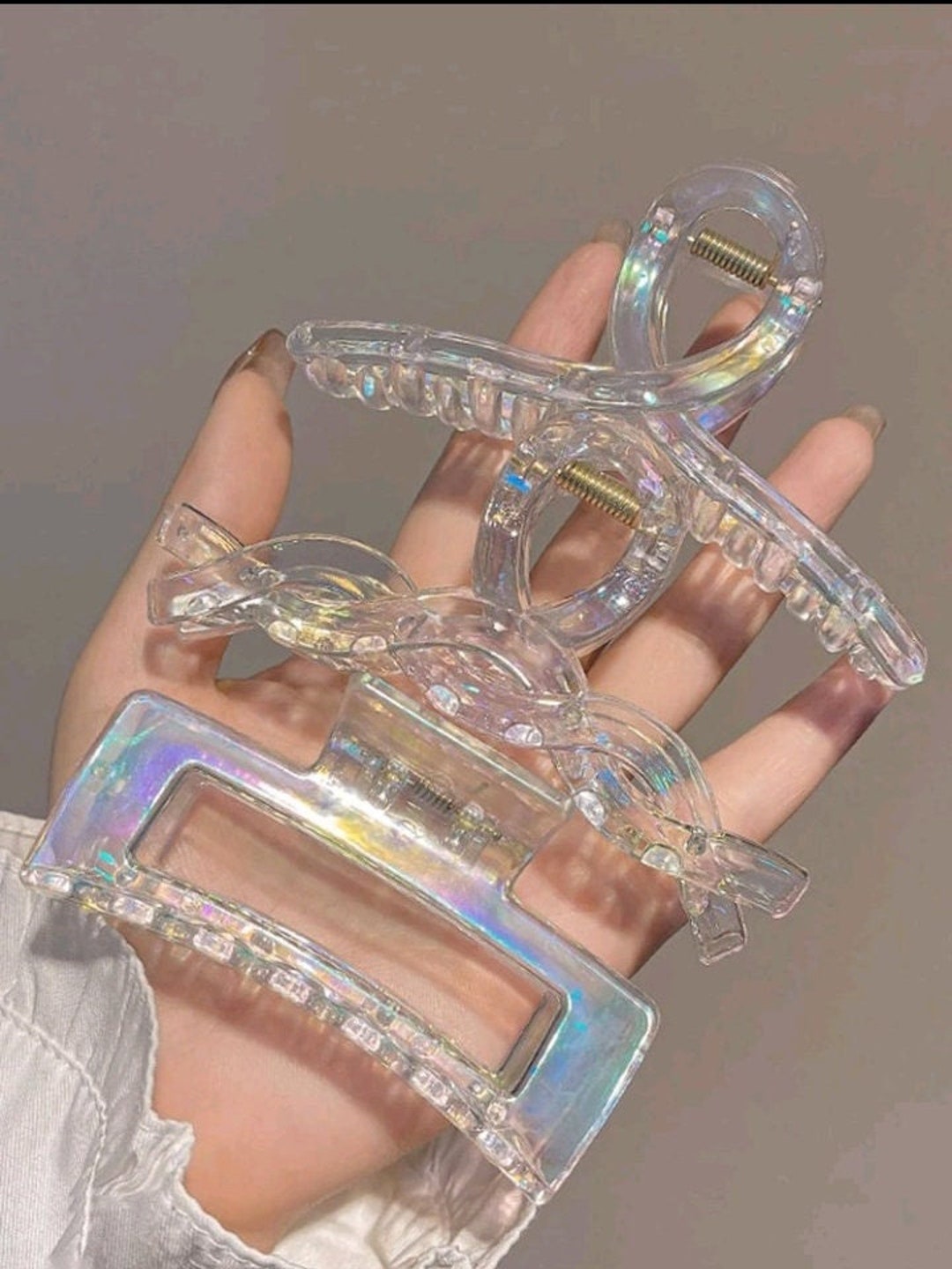 3pcs Transparent Holographic Hair Claw Casual - Etsy