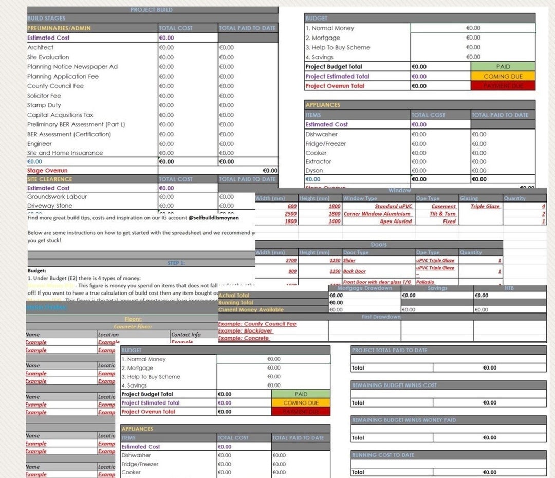 Selfbuild Excel Budget Tracker | Construction Cost and Stages Tracker ...