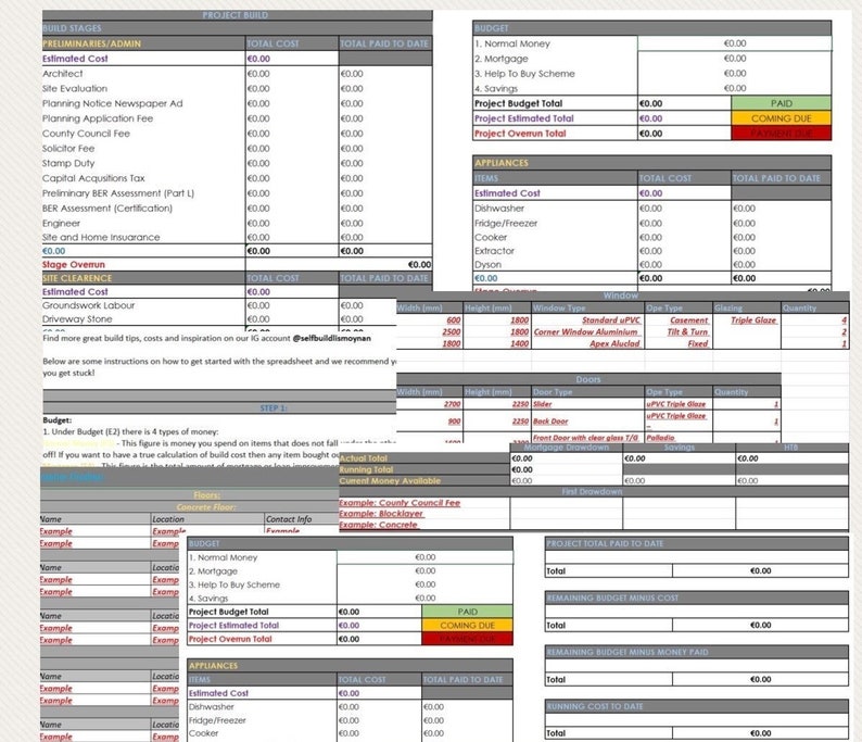 Selfbuild Excel Budget Tracker | Construction Cost and Stages Tracker ...