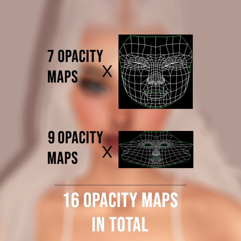 Any-skin Opacity Maps - IMVU Textures for Making Mesh Heads Transparent/any-skin/compatible With ...