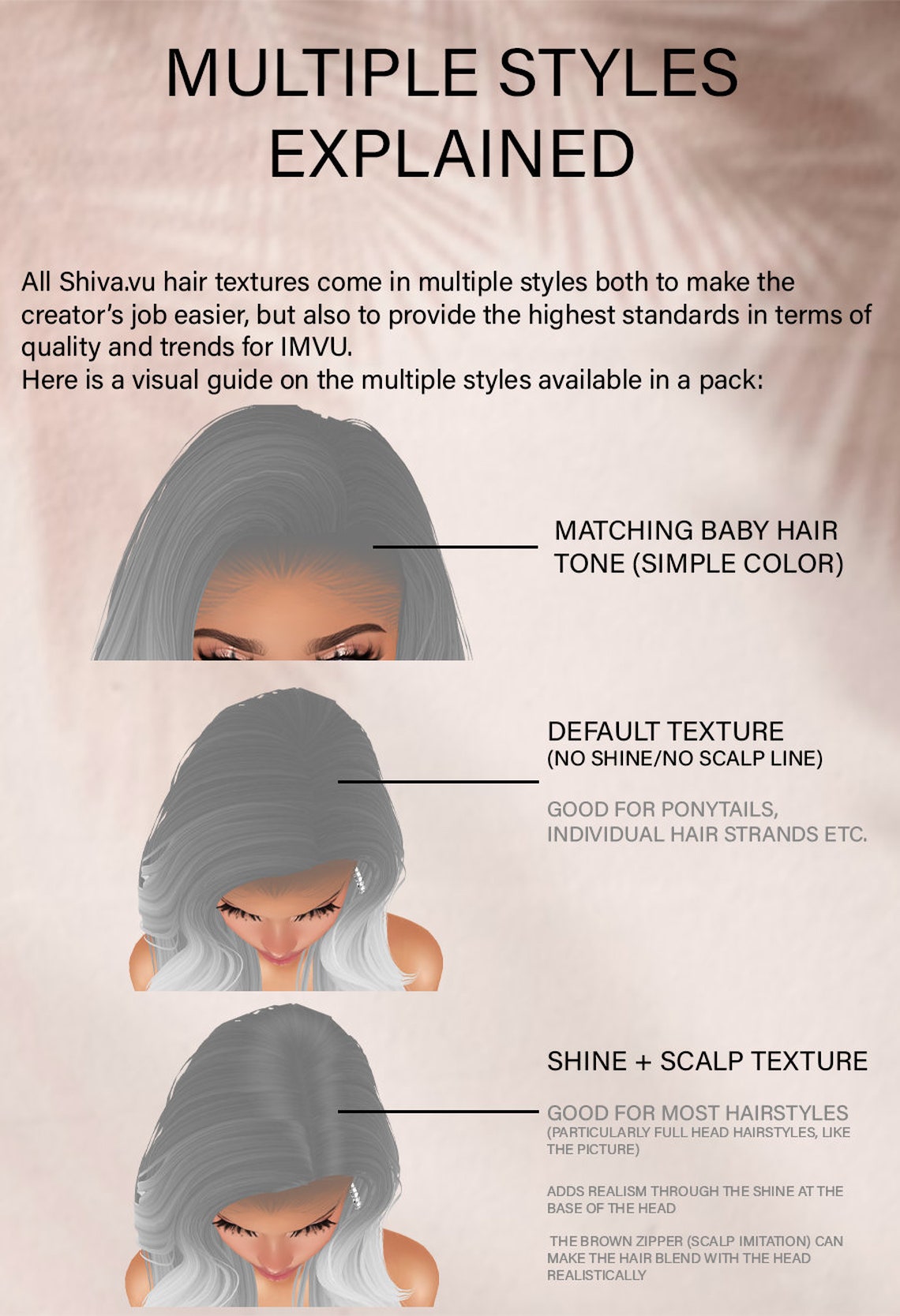 IMVU Hair Pack Balayage 14 Colors Beautiful Hair Files Premium Quality ...
