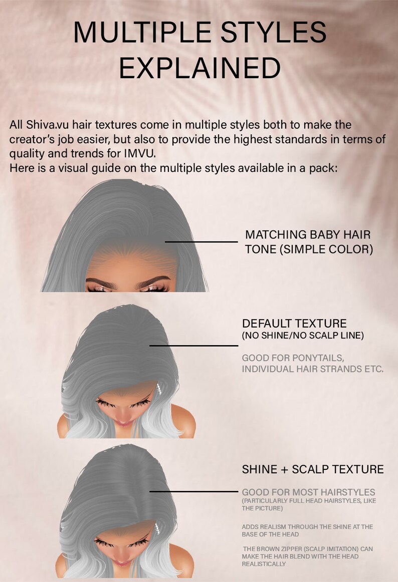 IMVU Hair Pack Balayage 14 Colors Beautiful Hair Files Premium Quality ...