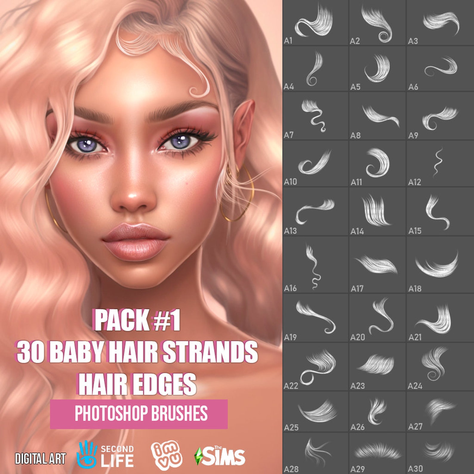 Photoshop/procreate Baby Hair Brushes for Digital Art | IMVU | Second ...