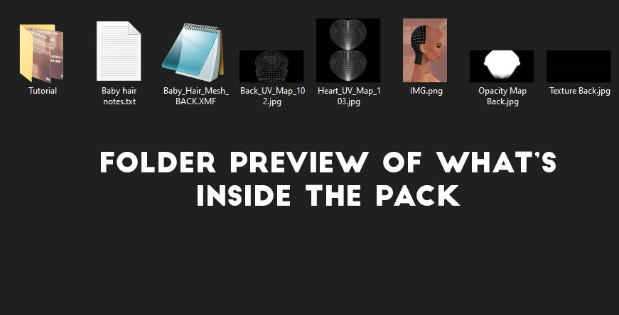 2023 IMVU Baby Hair MESH (back) + FREE Opacity Map | Sleek Baby Hair ...