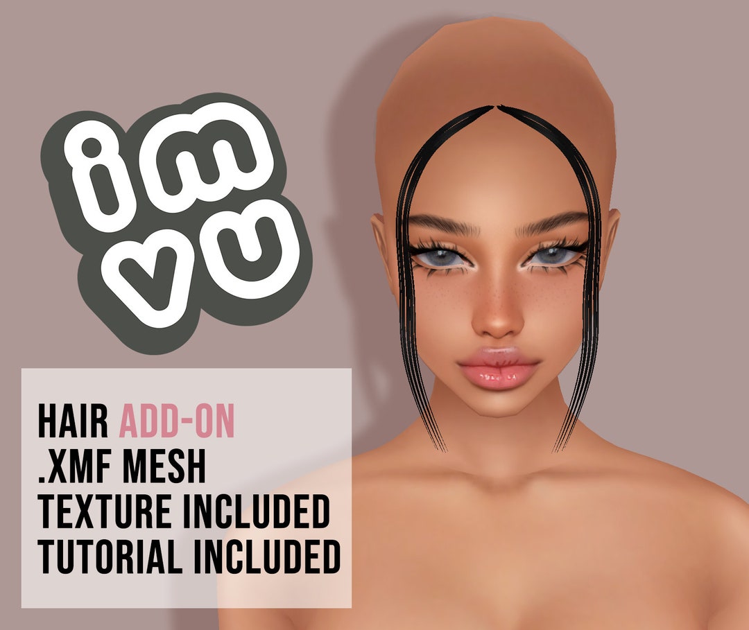 IMVU Hair Add-on Mesh .XMF Double Hair Strands File + Free Texture and ...