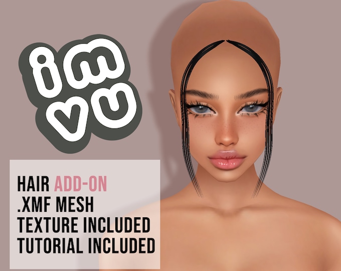 IMVU Hair Add-on Mesh .XMF Double Hair Strands File + Free Texture and ...