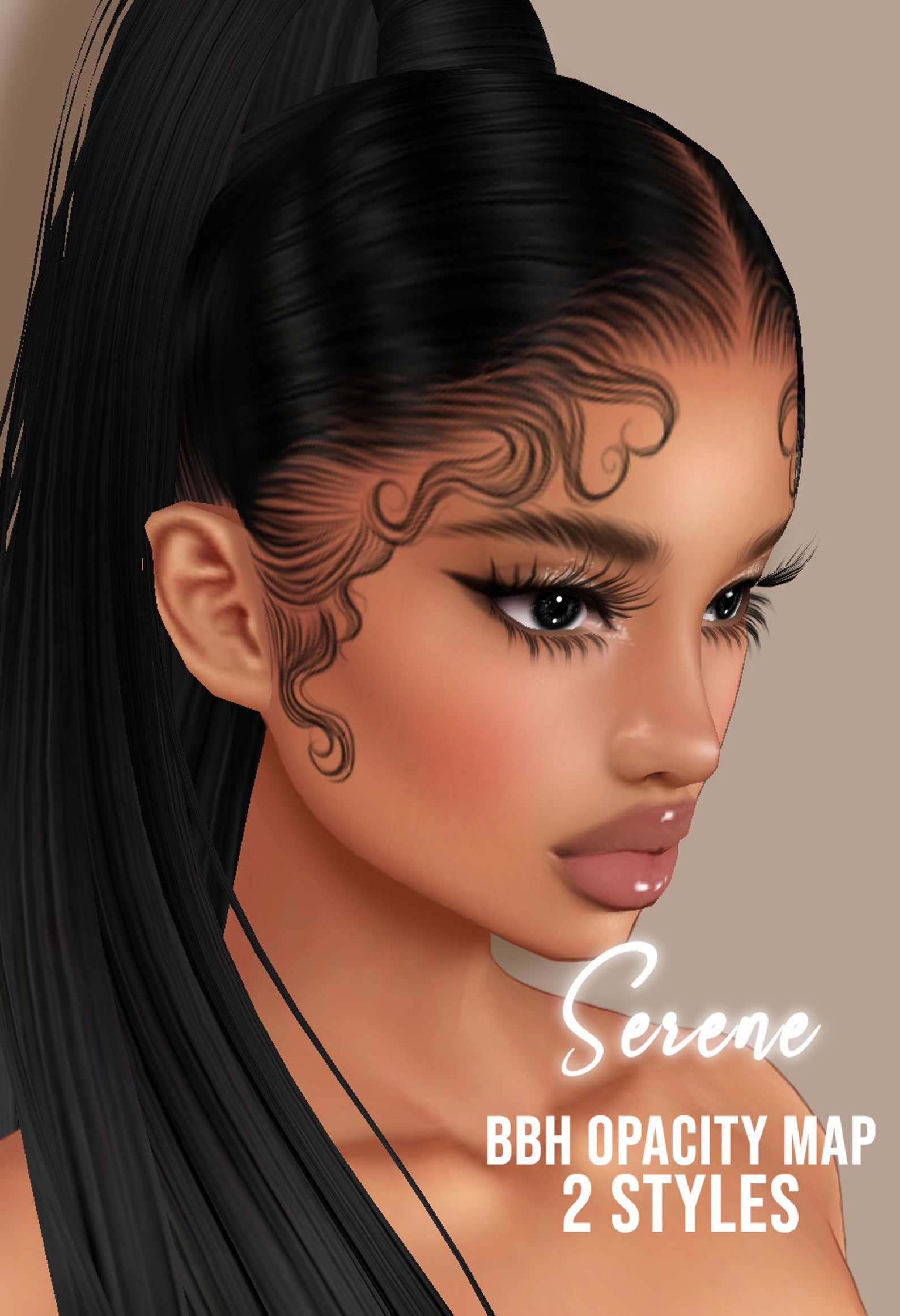 Serene Baby Hair Opacity Map for IMVU | BBH | Baby Hair Texture | Sleek Cap | Scalp for IMVU ...