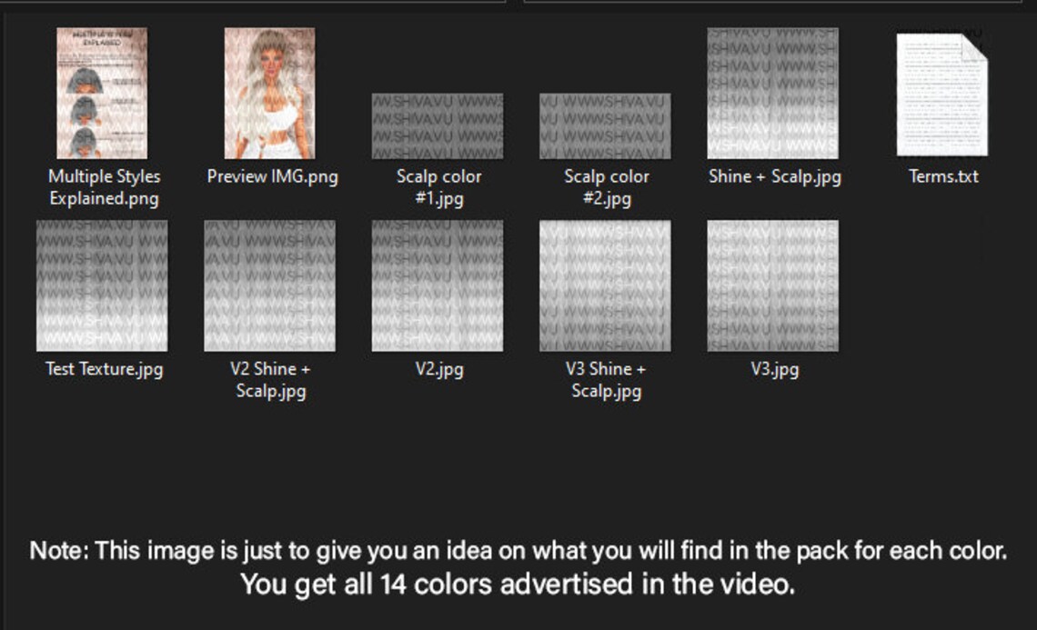 IMVU Hair Pack Balayage 14 Colors Beautiful Hair Files Premium Quality ...