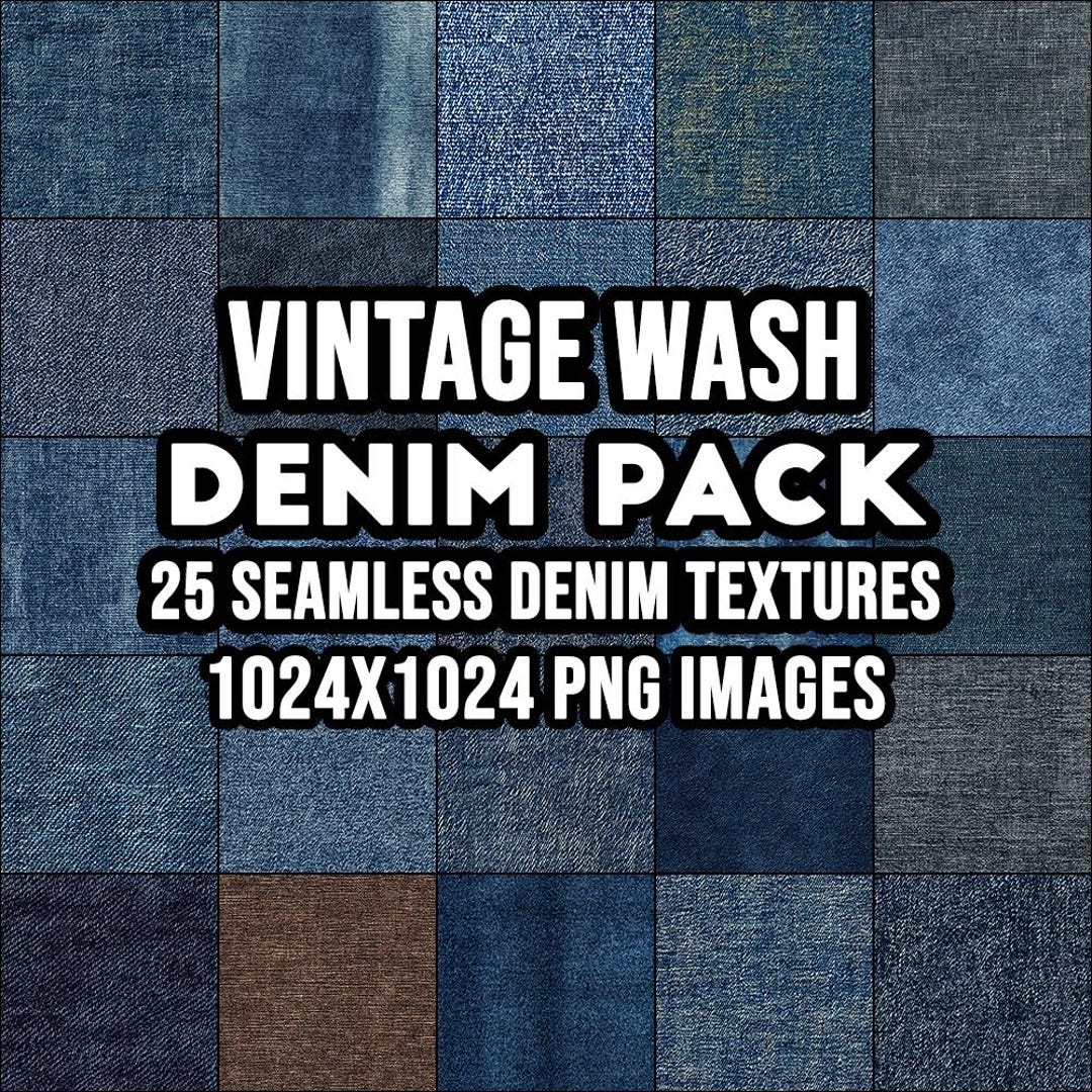25 Seamless HD Denim Texture Pack | PNG Digital Paper Vintage Wash ...