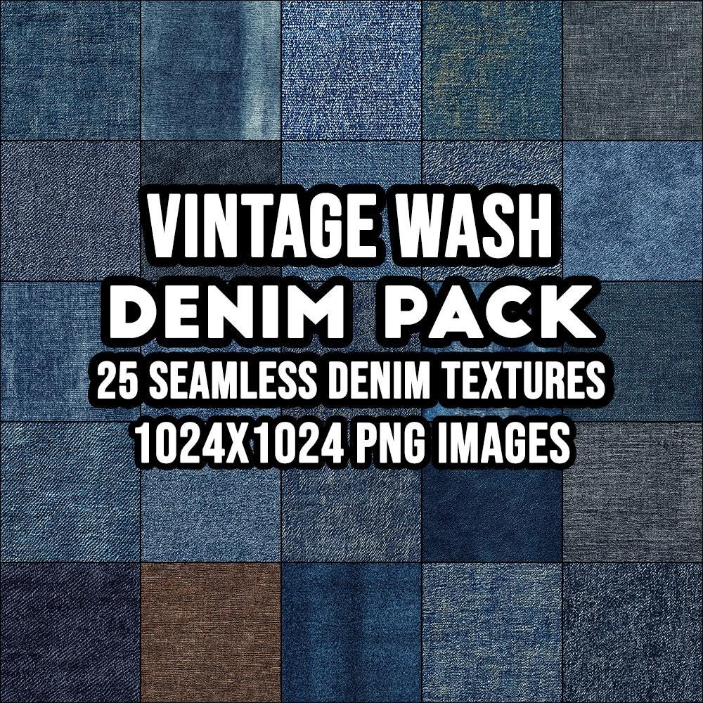 25 Seamless HD Denim Texture Pack | PNG Digital Paper Vintage Wash ...