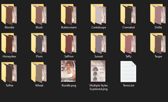 IMVU Hair Pack Balayage 14 Colors Beautiful Hair Files Premium Quality ...