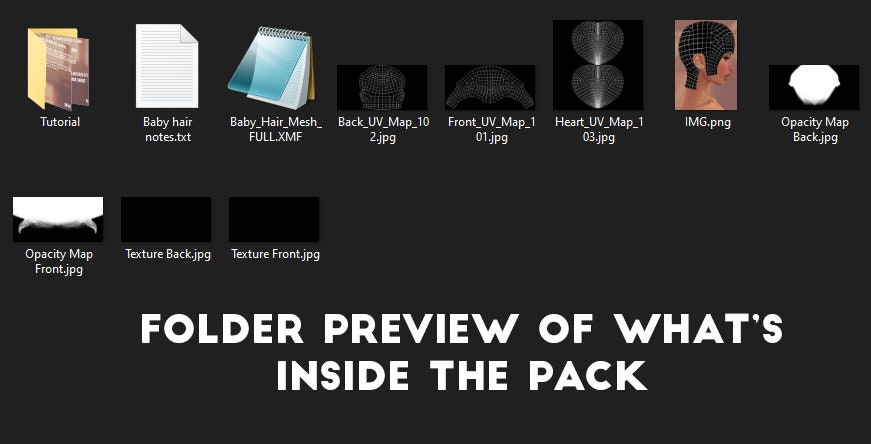 2023 IMVU Baby Hair MESH (full) + 2 FREE Opacity Maps | Sleek Baby Hair ...