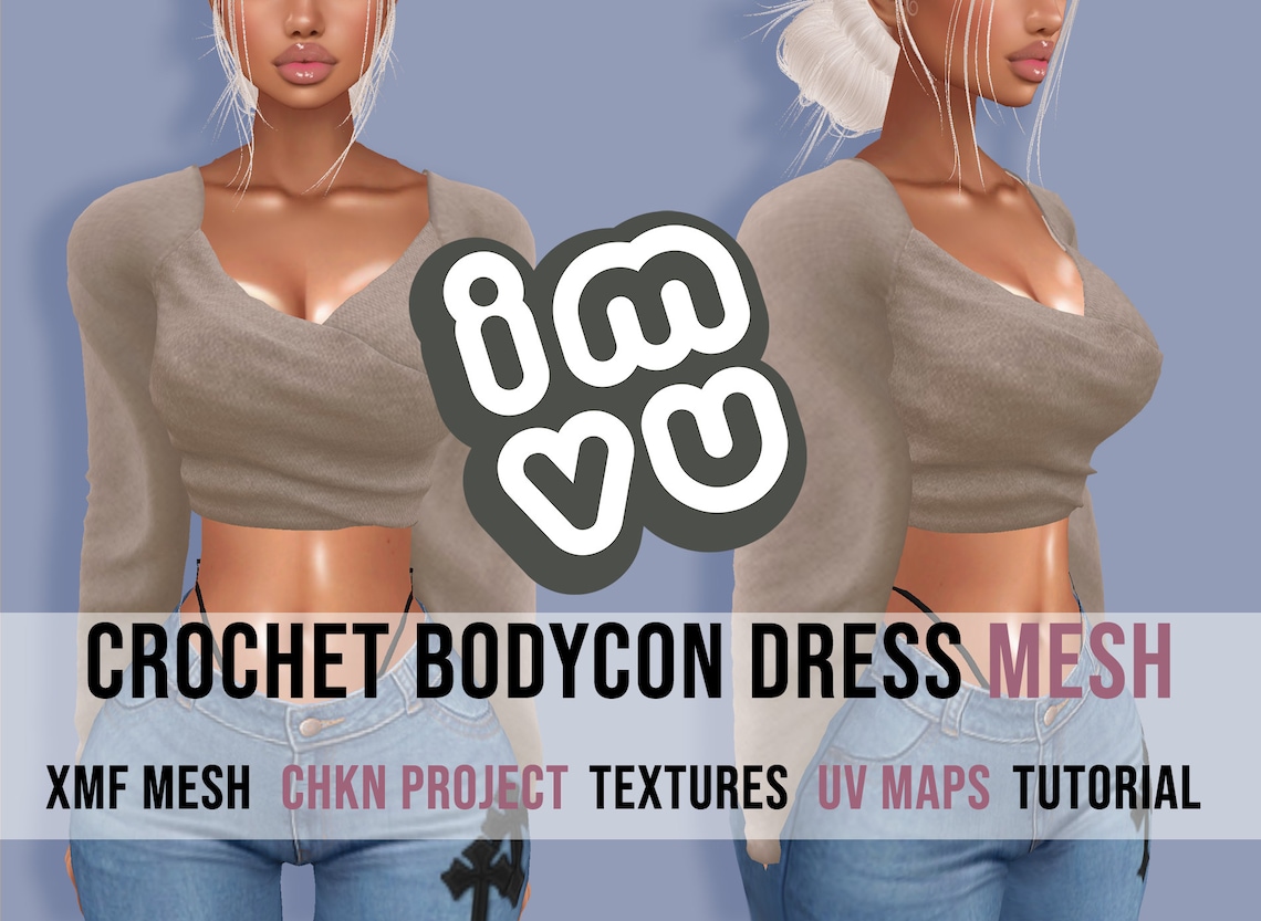 Crop Sweater Mesh IMVU Mesh File .xmf and .chkn 3D Model for IMVU ...
