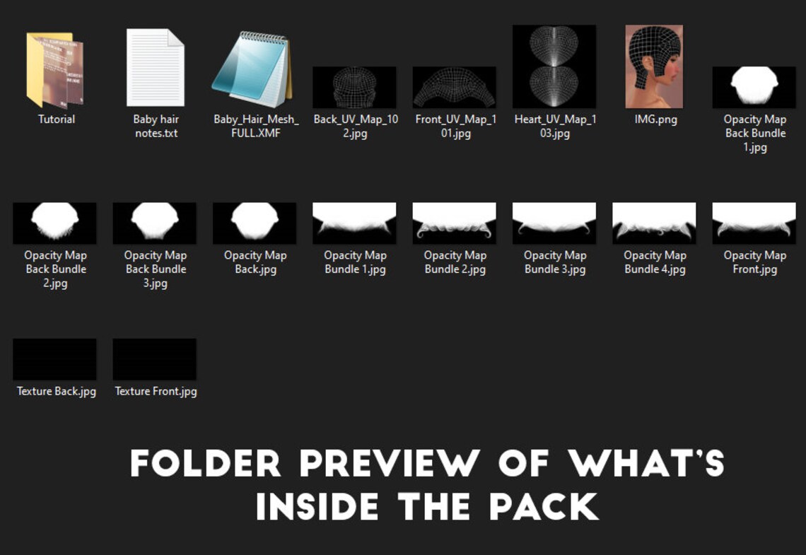 2023 IMVU Baby Hair Bundle full Mesh 9 FREE Opacity Maps - Etsy