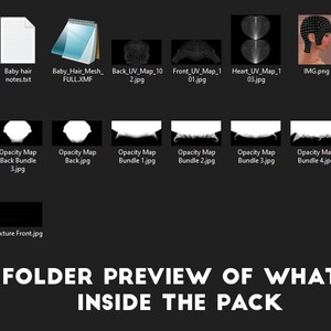 2023 IMVU Baby Hair Bundle (full Mesh) + 9 FREE Opacity Maps | Sleek ...