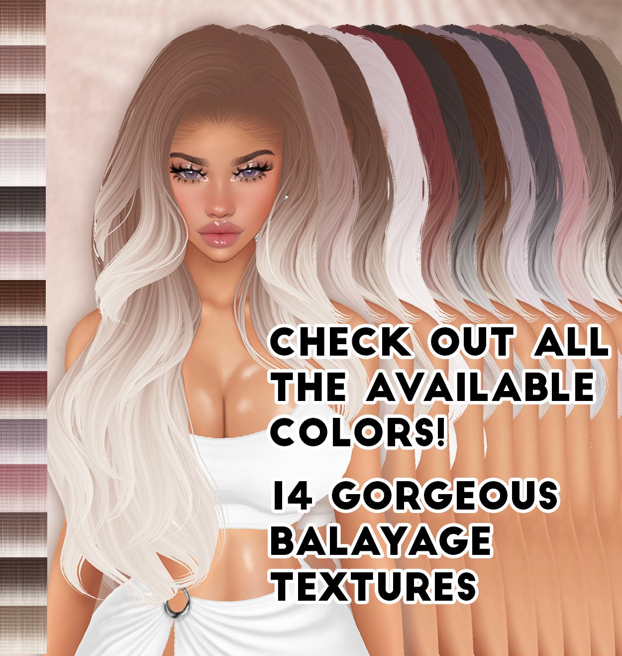 IMVU Hair Texture Balayage Cantaloupe Blonde Tone Premium High Quality Textures 256x256 Size ...