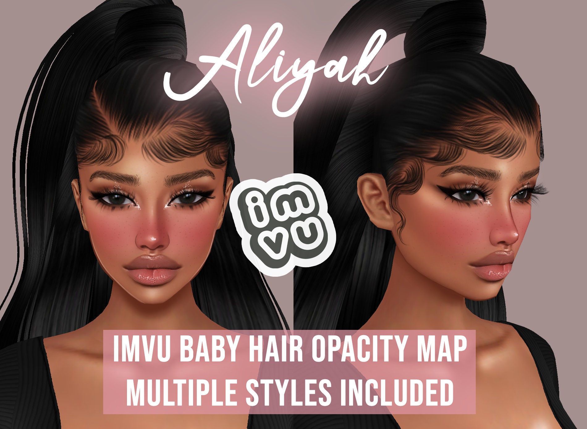 Aliyah Baby Hair Opacity Map for IMVU | BBH | Baby Hair Texture | Sleek ...