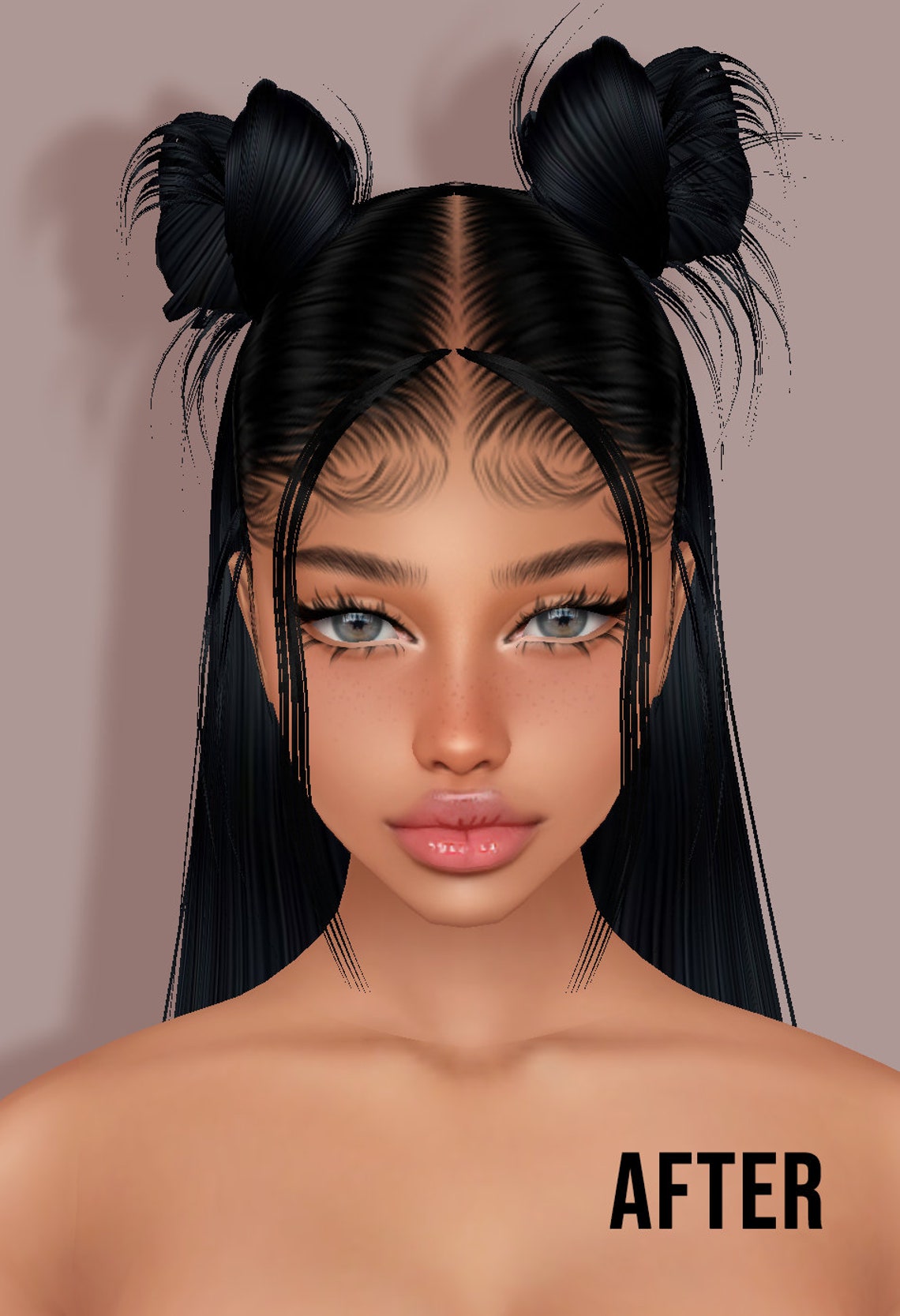 IMVU Hair Add-on Mesh .XMF Double Hair Strands File + Free Texture and ...