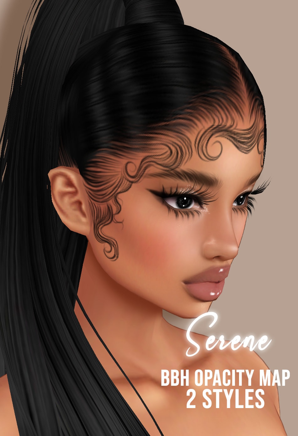 Serene Baby Hair Opacity Map for IMVU BBH Baby Hair Texture Sleek Cap ...