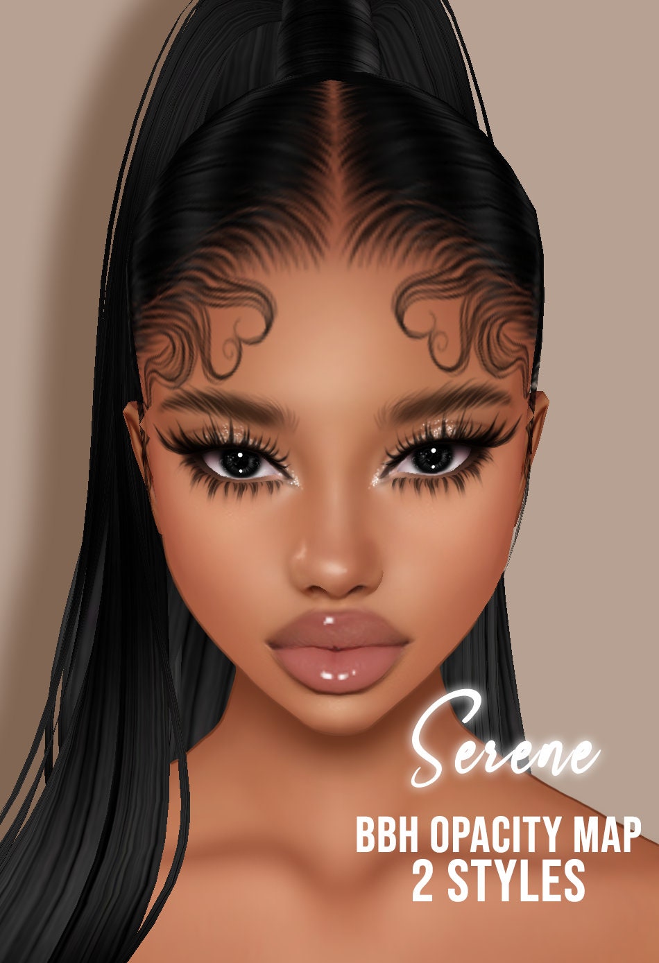 Serene Baby Hair Opacity Map for IMVU | BBH | Baby Hair Texture | Sleek ...
