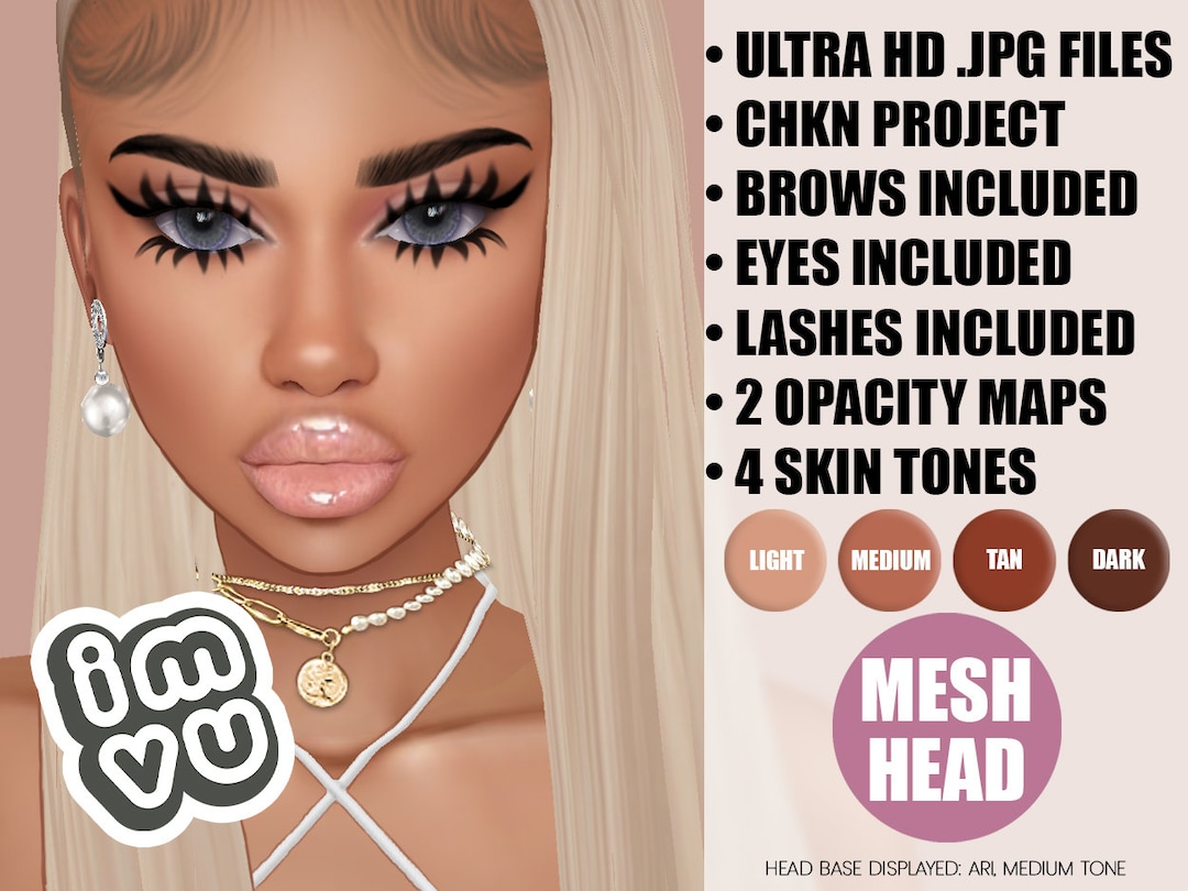IMVU Mesh Head - Monique High Quality .JPG Texture, Opacity Maps + FREE ...