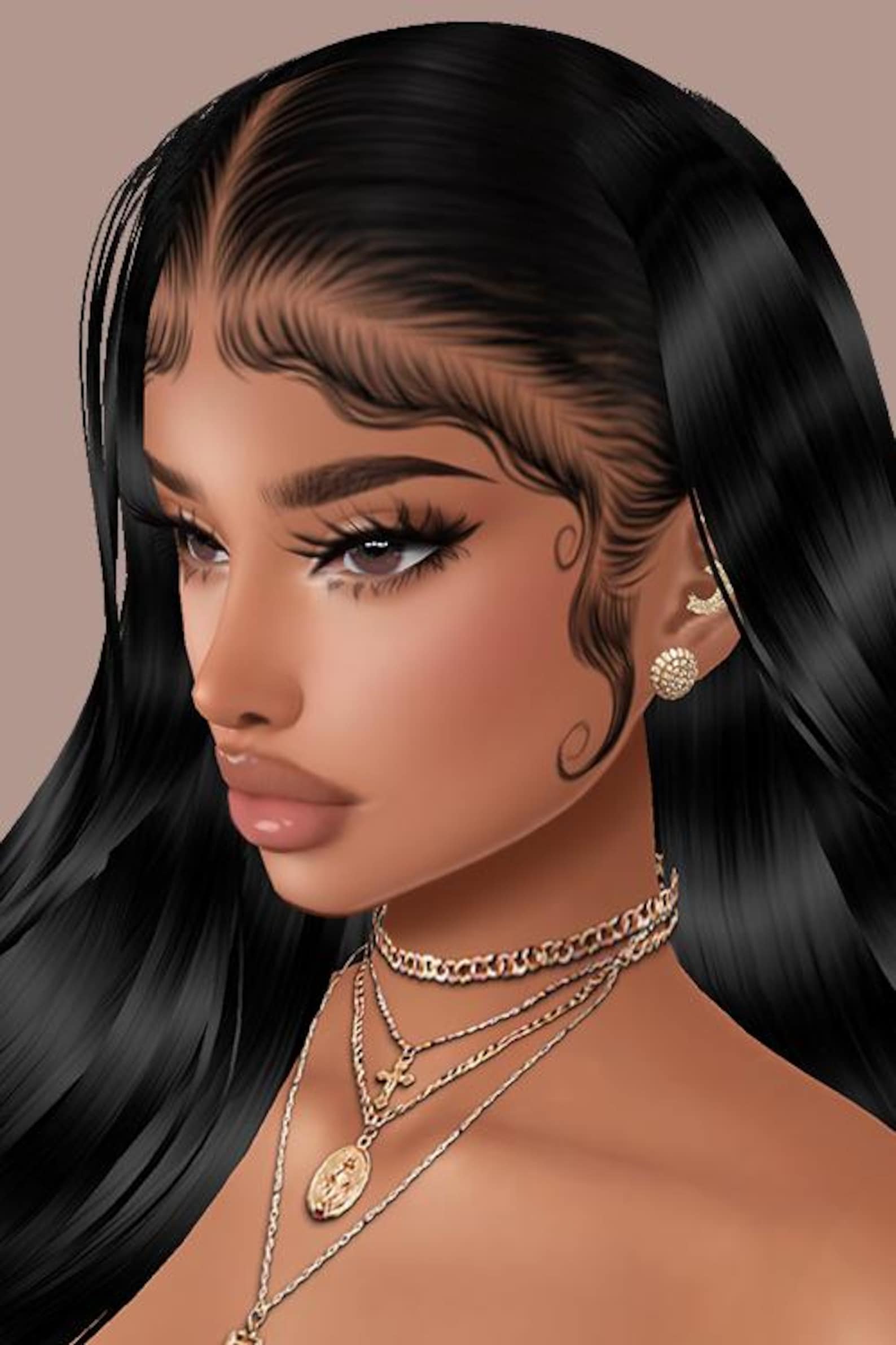Aria Baby Hair Opacity Map for IMVU | BBH | Baby Hair Texture | Sleek ...