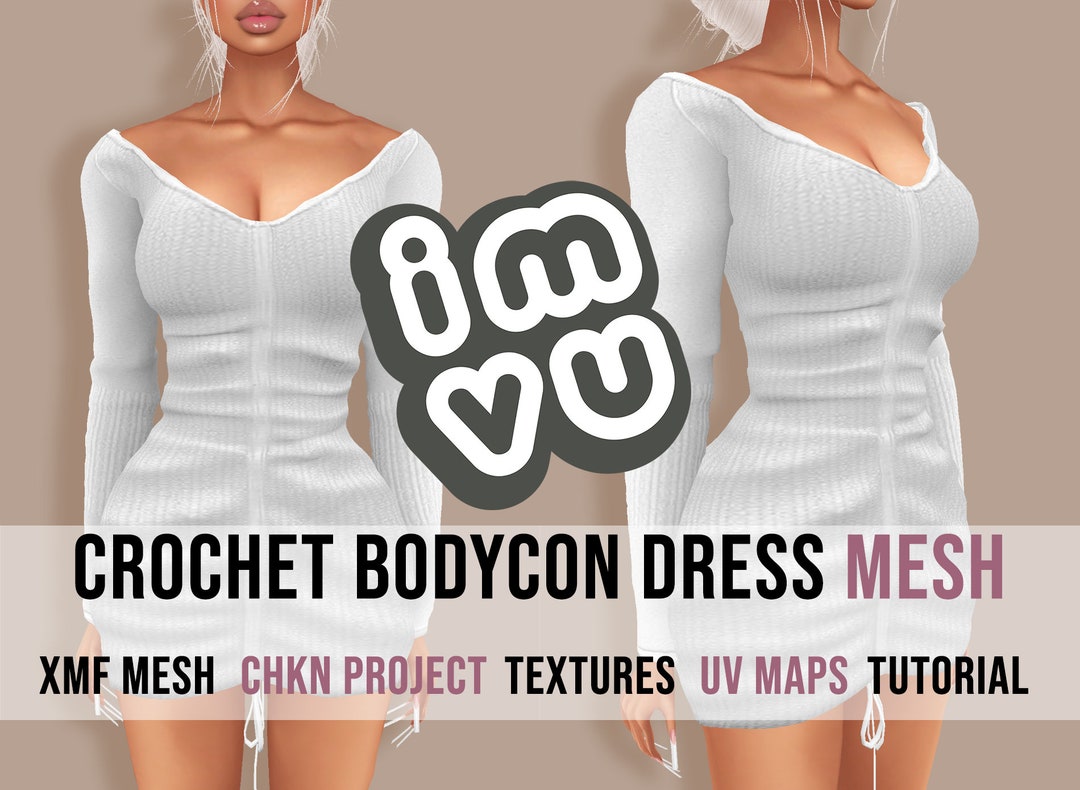 Crochet Bodycon Dress Mesh IMVU Mesh File .xmf and .chkn 3D Model for ...