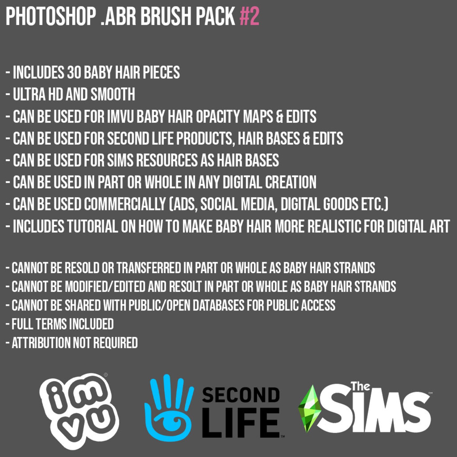 Photoshop/procreate Baby Hair Brushes for Digital Art | IMVU | Second ...