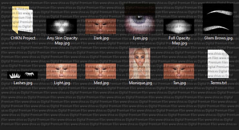 IMVU Mesh Head Monique High Quality .JPG Texture, Opacity Maps FREE Textures for Eyes, Brows ...