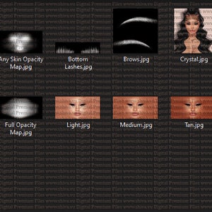 IMVU Mesh Head - Crystal High Quality .JPG Texture, Opacity Maps + FREE Textures for Eyes, Brows ...