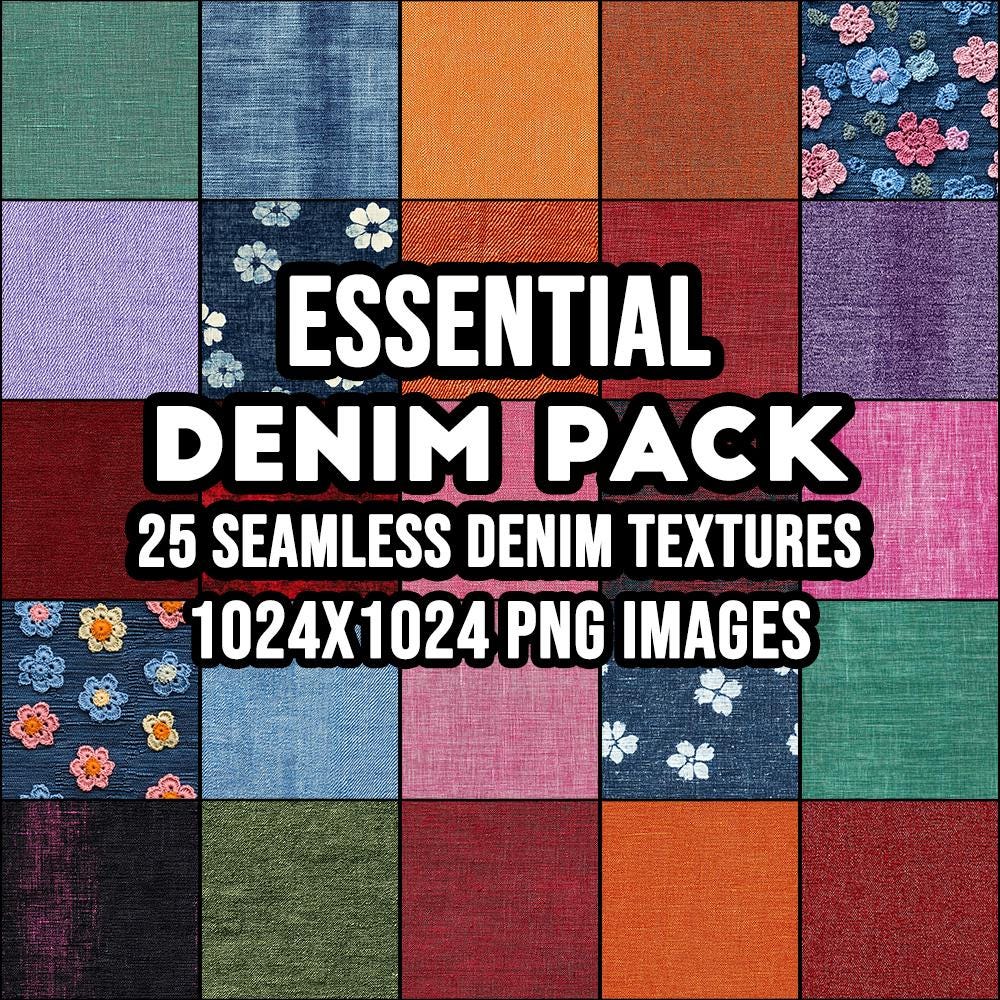 25 Seamless HD Denim Texture Pack | PNG Digital Paper Textures ...